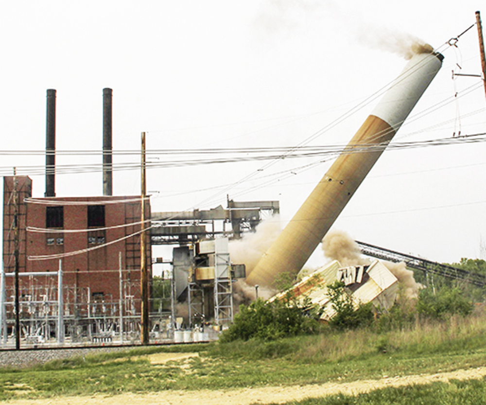Explosive downer: Weathersfield smokestack falls after powerful setback ...